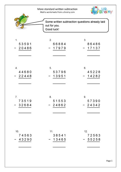 Subtracting More Than 4 Digit Numbers Subtraction In Year 5 Age 9 10 By URBrainy Com