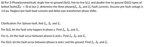b for 3 phasesymmetrical single line to ground slg line to line ll and