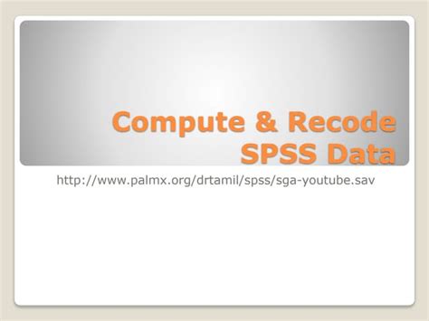 How To Compute And Recode Spss Data Pdf