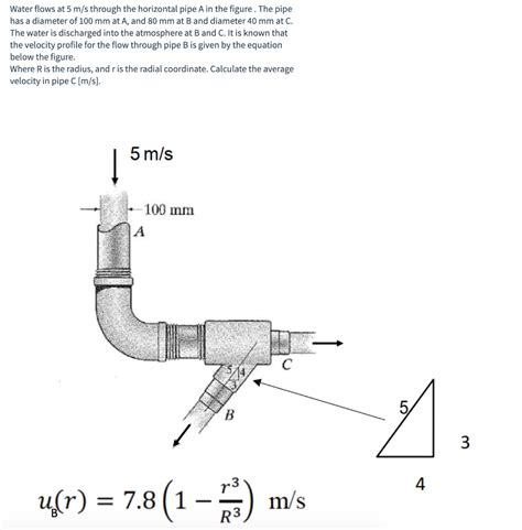 Solved Water Flows At 5 M S Through The Horizontal Pipe A In
