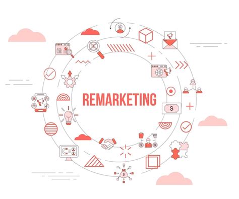 Premium Vector Remarketing Concept With Icon Set Template Banner And Circle Round Shape