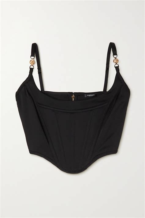 Versace Icons Cropped Embellished Satin Bustier Top Top Outfits Satin Bustier Stylish Outfits