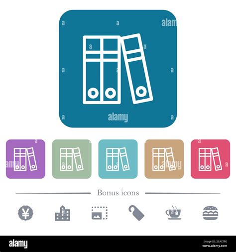 Document Folders White Flat Icons On Color Rounded Square Backgrounds Bonus Icons Included