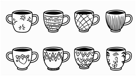 Hand Drawn Vector Cute Coffee Mug Doodle Style Premium Ai Generated
