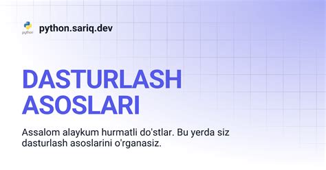 Dasturlash Asoslari Pythonsariqdev