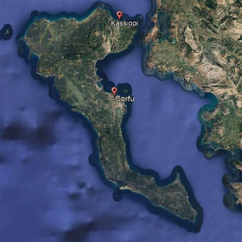 Map Of The Island Of Corfu Indicating The Locations Of Kassiopi And