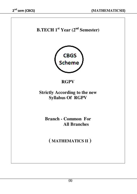Download Rgpv Btech 1st Sem And 2nd Sem Mathematics 2 Pdf Online