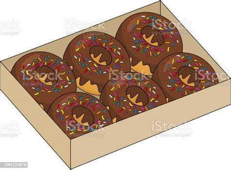 흰색 배경에 고립 된 상자 안에 도넛입니다 벡터 일러스트입니다 건강에 좋지 않은 음식에 대한 스톡 벡터 아트 및 기타 이미지 건강에 좋지 않은 음식 건강하지 못한 생활