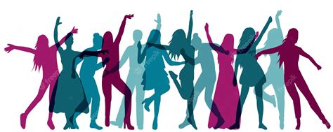 고립 된 흰색 배경에 댄서 실루엣을 춤추는 사람들 프리미엄 벡터