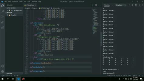 Program Operasi Matriks Dengan Python Youtube