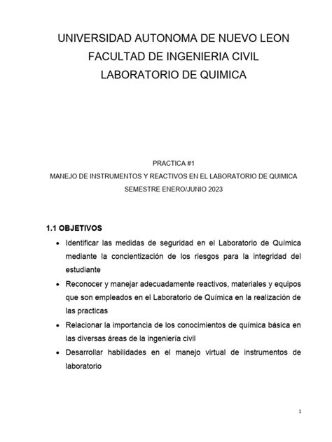 Reporte Avanzado De Quimica Redigo Pdf Laboratorios Ingeniería