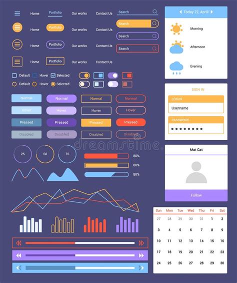 video mobile app gui ui ux user interface templates flat vector stock