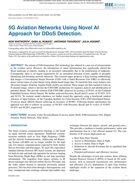 Pdf 5g Aviation Networks Using Novel Ai Approach For Ddos Detection