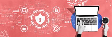 Cyber Security Theme With Person Using A Laptop Stock Image Image Of