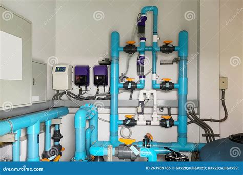 Image Background Of Inside Mechanical Room Of Pipeline System For