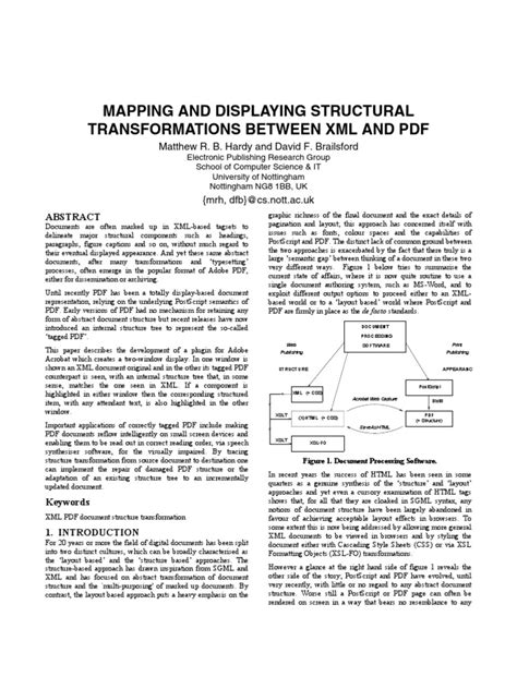 Mapping And Displaying Structural Transformations Between Xml And Pdf