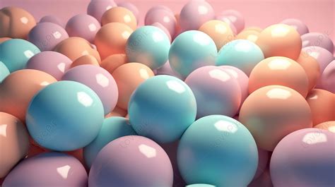 플로팅 그라데이션 파스텔 컬러 볼을 사용한 매혹적인 3d 렌더링 배경 핑크 블루 배경 기하학적 벽지 배경 거품 배경 이미지