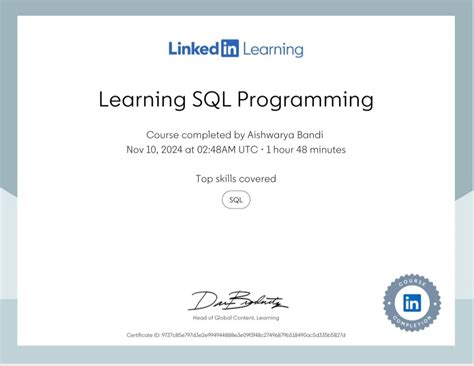 Sqlcertified Dataninja Continuouslearning Aishwarya Bandi