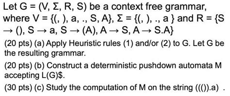 Solved Let G V E R S Be A Context Free Grammar Where