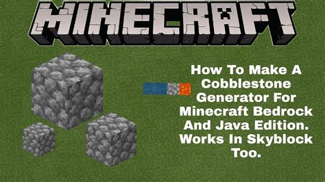 Cobblestone Generator Tutorial For Minecraft Java And Bedrock Edition