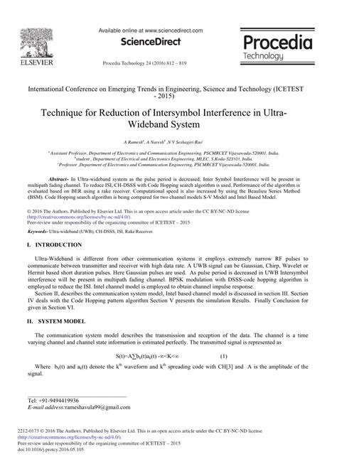 Pdf Technique For Reduction Of Intersymbol Interference In Ultra Wideband System