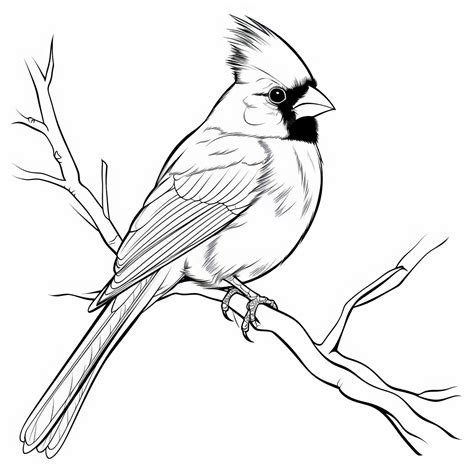 Cardinal Coloring Page Free Printable Bird Coloring Page Premium Ai