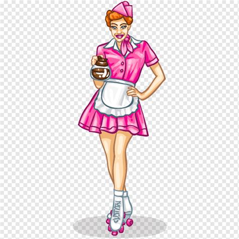 Diner 1950s Milkshake Waiter Roller Skates Diner Purple Fashion