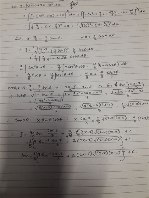 What Is The Integral Of Root 7x 10 X 2 Quora
