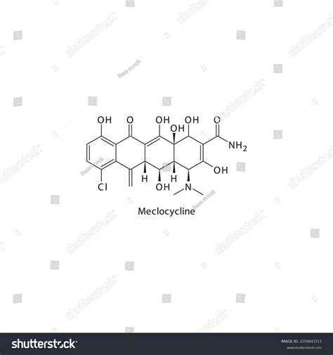 Meclocycline Flat Skeletal Molecular Structure Tetracycline Stock