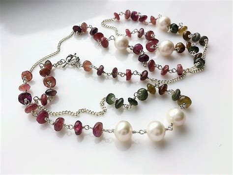 Серебряное ожерелье с жемчугом и турмалином в интернет-магазине на ...