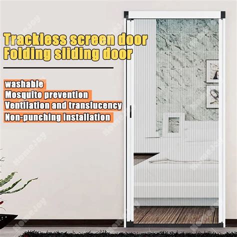 Trackless Screen Door Anti Mosquito Folding Sliding Door Invisible Retractable Magnetic Self