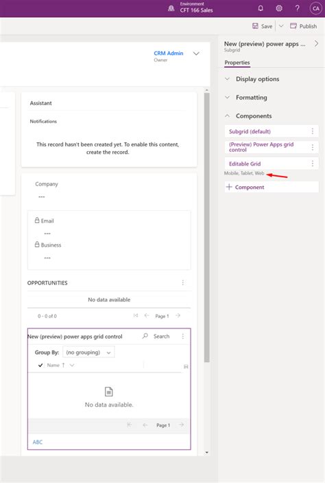 adding editable grid using the new power apps grid control in model