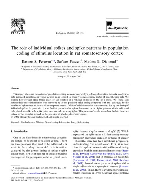 pdf the role of individual spikes and spike patterns in population