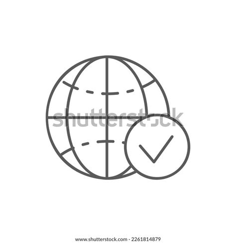Earth Globe Check Mark Lineal Icon Stock Vector Royalty Free Shutterstock