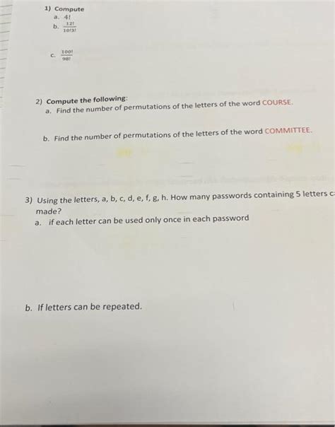 Solved 1 Compute A 41 B 10131121 C 9811001 2 Compute