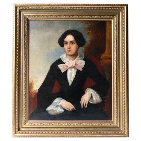 Large Portrait Of A Woman In A Lace Cap Antique Original Oil Painting