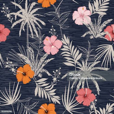 유행 여름 하와이 인쇄 벡터 완벽 한 아름 다운 예술 밝은 여름 열 대 패턴 이국적인 숲입니다 잎이 화려한 원래 세련 된 꽃 히