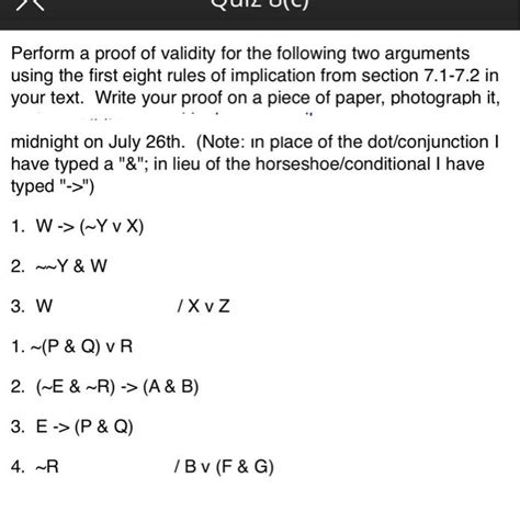 Perform A Proof Of Validity For The Following Two