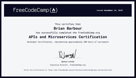 Brian Barbour On Linkedin Freecodecamp Certifications Nodejs Javascriptdeveloper