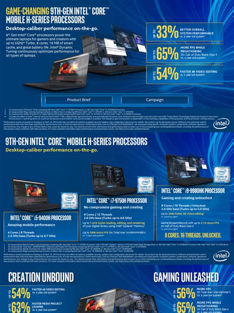 9th Gen Core Mobile Processors Sales Brief Pdf Multi Core Processor Intel