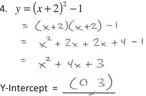 Vertex Form To General Form Y Intercept Flashcards Quizlet