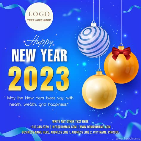 Realistic New Year 2023 Wishes Company Info With Logo