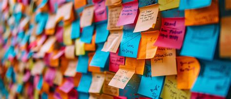 Creative Brainstorming Session With Colorful Sticky Notes Premium Ai Generated Image