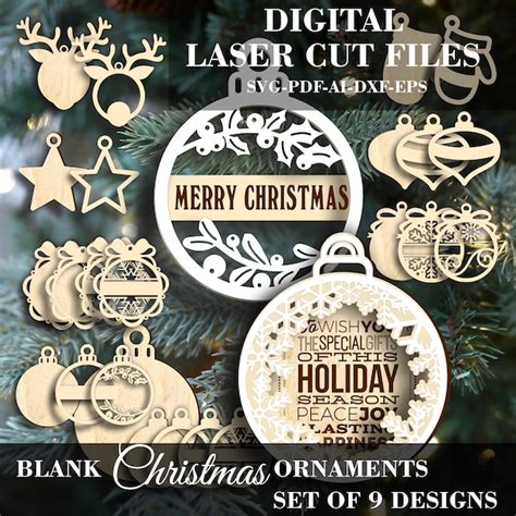Laser Cut Christmas Ornaments Files Etsy
