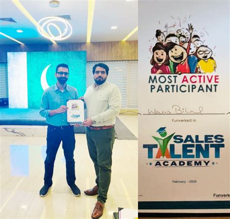 honoured to attend sales talent academy and awarded with most active… waleed bilal 15 comments