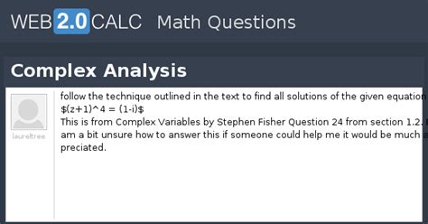View Question Complex Analysis