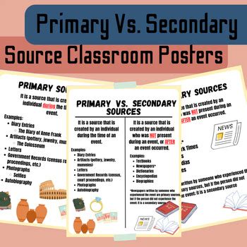 Primary Vs Secondary Sources Anchor Chartsposters By Ms Kilpatricks