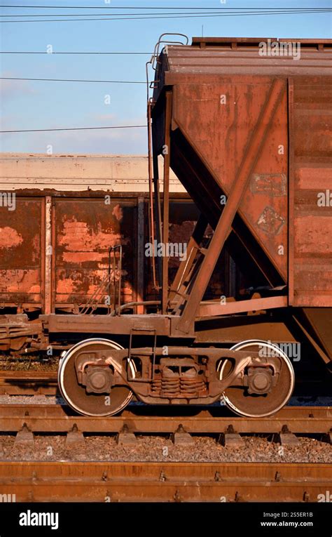 Detailed Photo Of Railway Freight Car A Fragment Of The Component