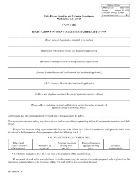 Form F 80 Sec Form 2282 Fill Out Sign Online And Download