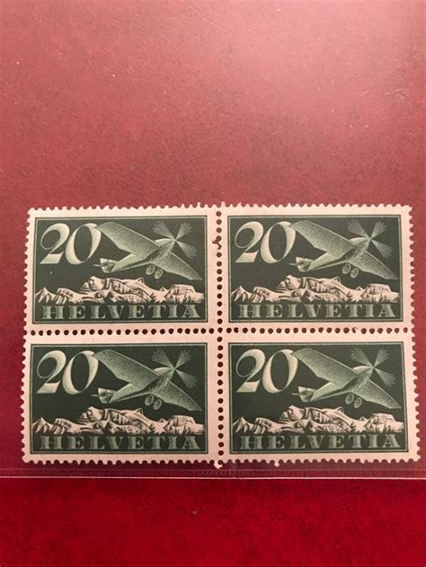 Timbre Avion 20rp Bloc De 4 F4 Neuf Papier Mélè1940 Gebraucht In